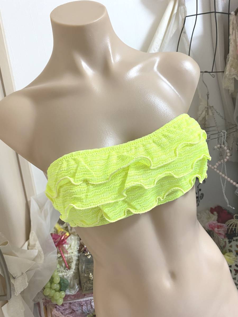 【未使用】レディス水着9M：ミューラーン【Defilious】日本製 ビキニ上衣*水着上衣重ね着：蛍光イエロー 定価：4,000税の落札情報詳細 - ヤフオク落札価格検索 オークフリー