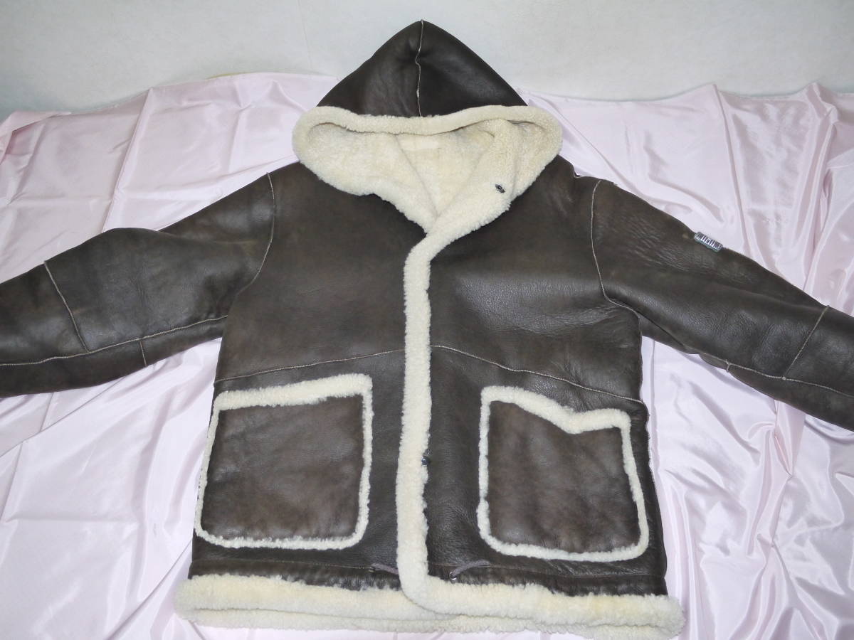 【目立った傷や汚れなし】☆Blu Scuba DOG FIGHT〃AMPHIBIAN JACKET/ムートンフードジャケット〃羊革・SIZE ...