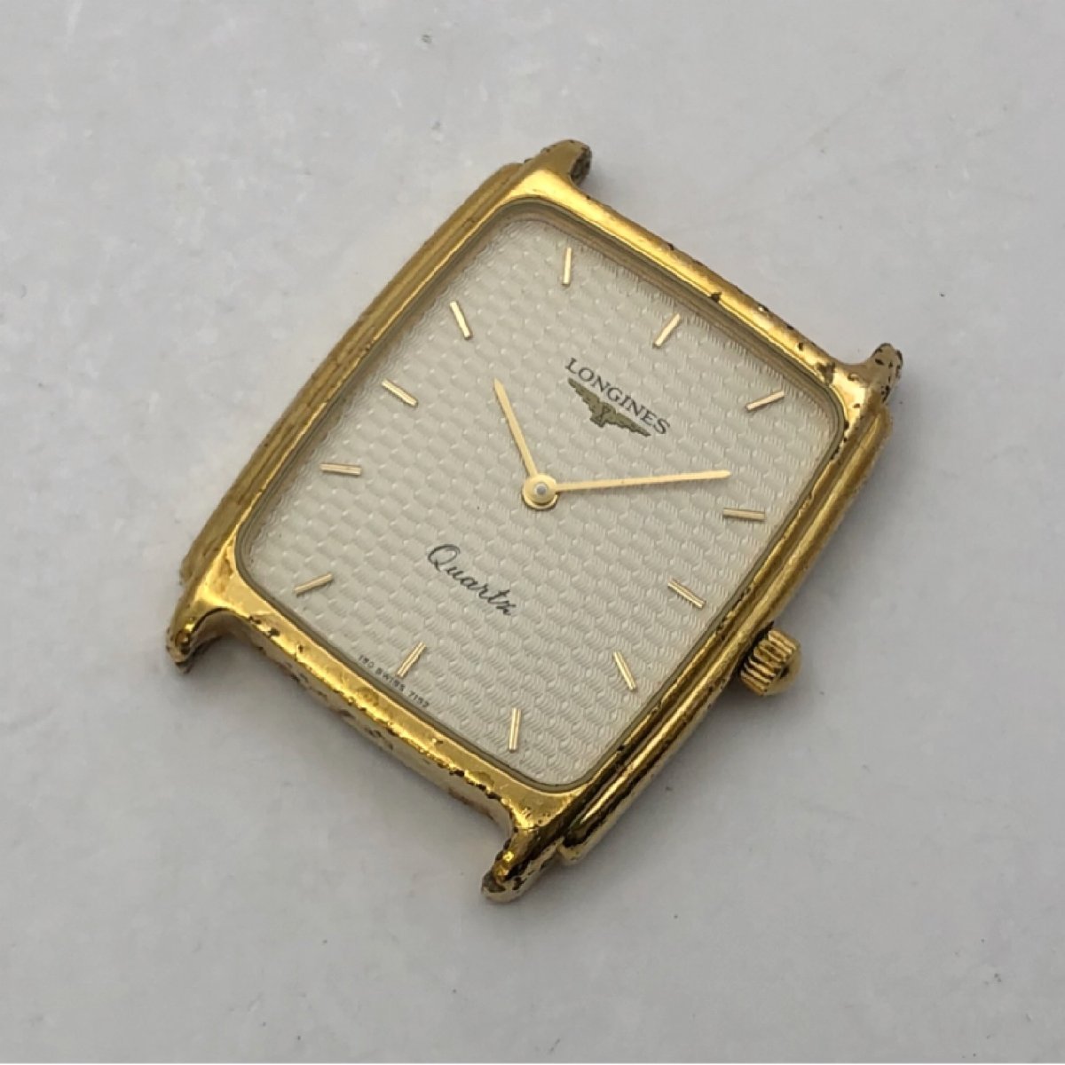 【傷や汚れあり】1円～/LONGINES/ロンジン/7152/2針/ゴールドカラー/スクエア/クォーツ/メンズ腕時計/稼動品/ジャンク/T209の落札情報詳細 - ヤフオク落札価格検索 オークフリー