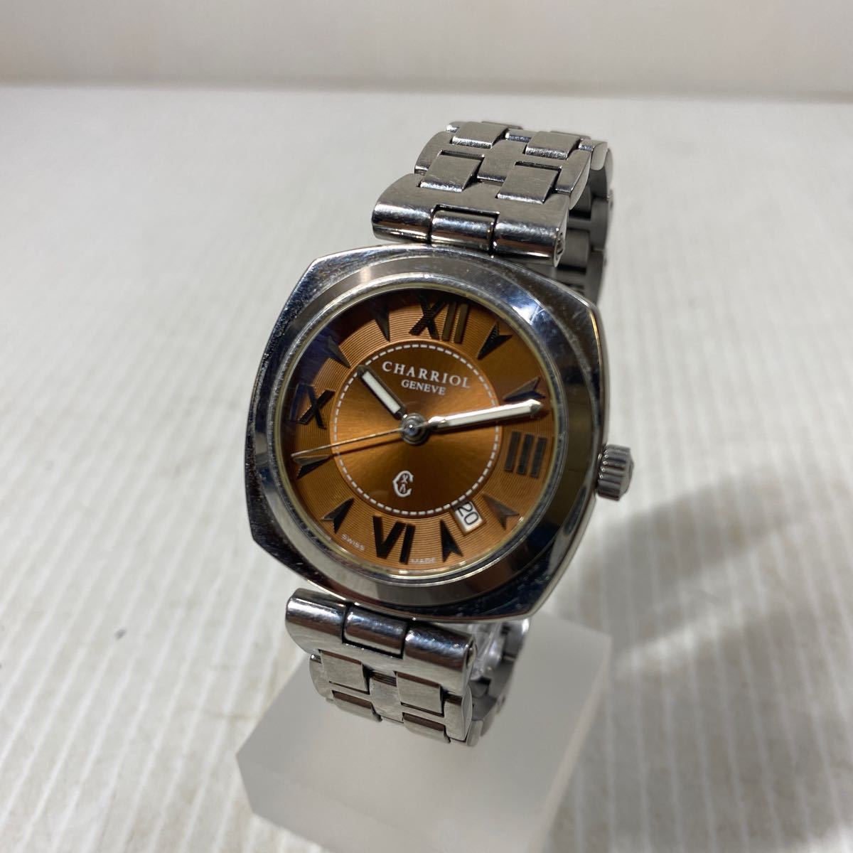 【傷や汚れあり】CHARRIOL ALEXL No01651 腕時計 デイト クオーツ ブラウン文字盤 アナログ シャリオール アレキサンダー ...
