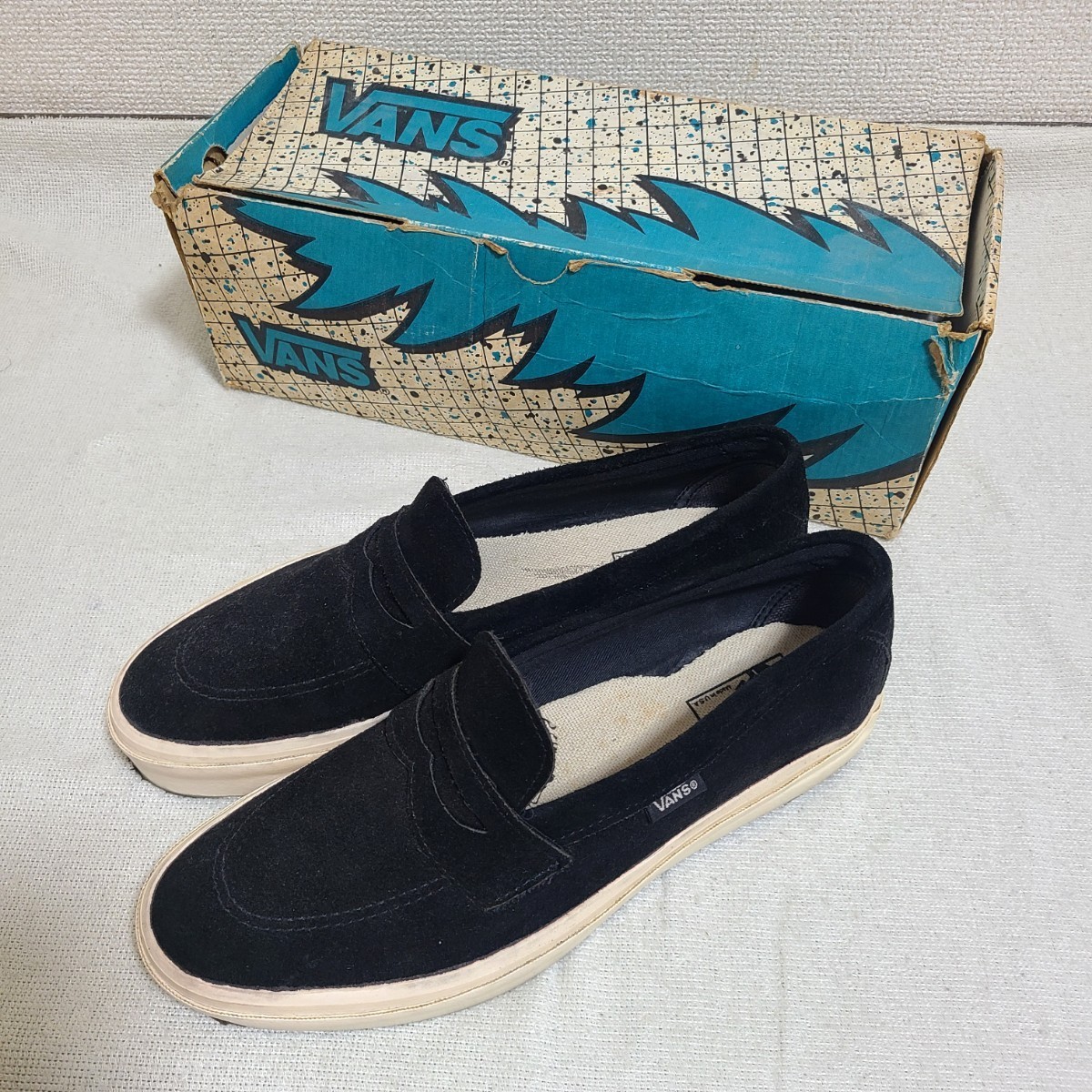 【目立った傷や汚れなし】スペシャル 美品 90's USA VANS バンズ LOAFER ローファー 黒 スニーカー 70 80年代 ERA エラ AUTHENTIC オーセン スリッポン ...