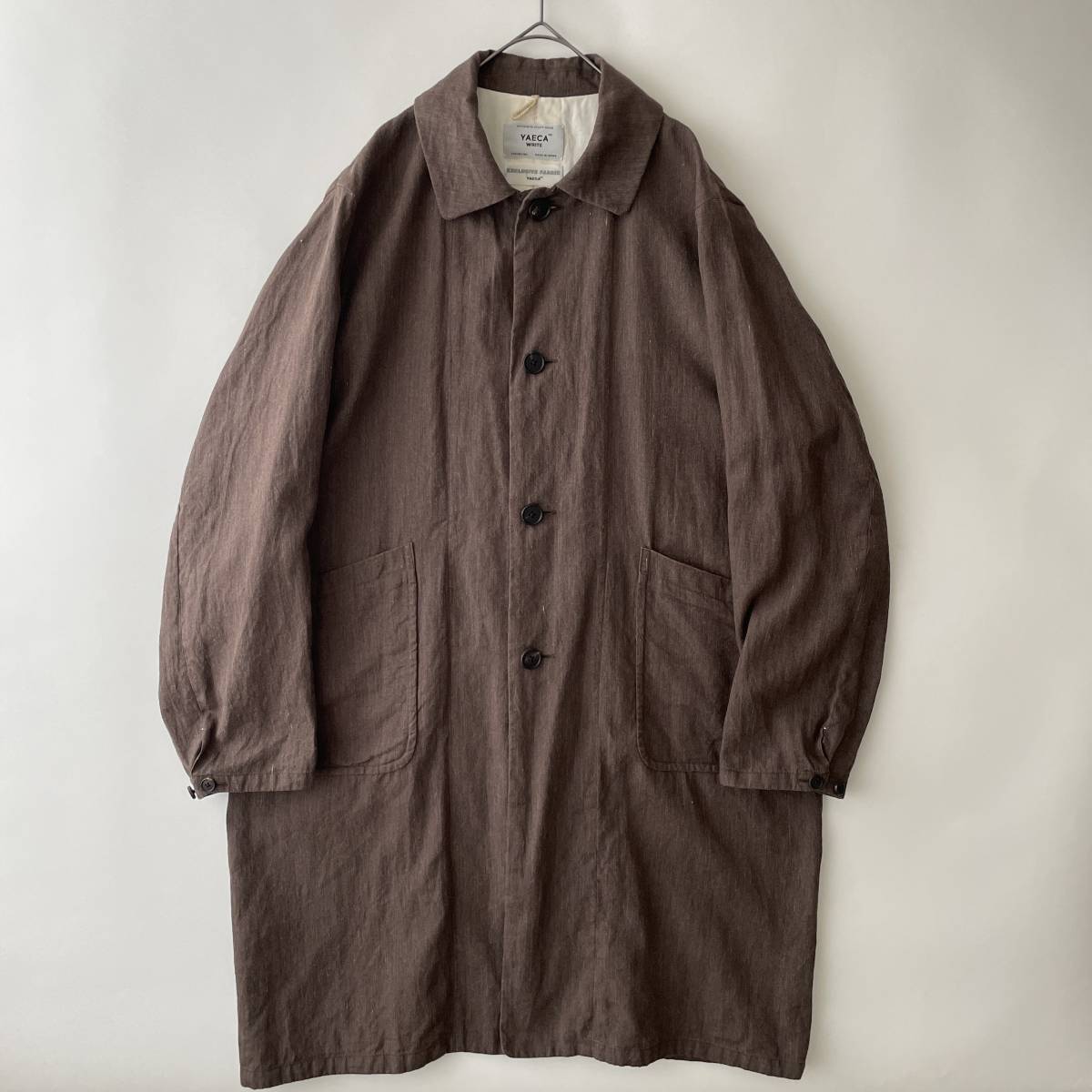 【目立った傷や汚れなし】YAECA -Duster Coat- size/S (qf) ヤエカ ライト ダスターコート オーバーアウター アトリエ ラミー100 ブラウン 茶 日本製 ...