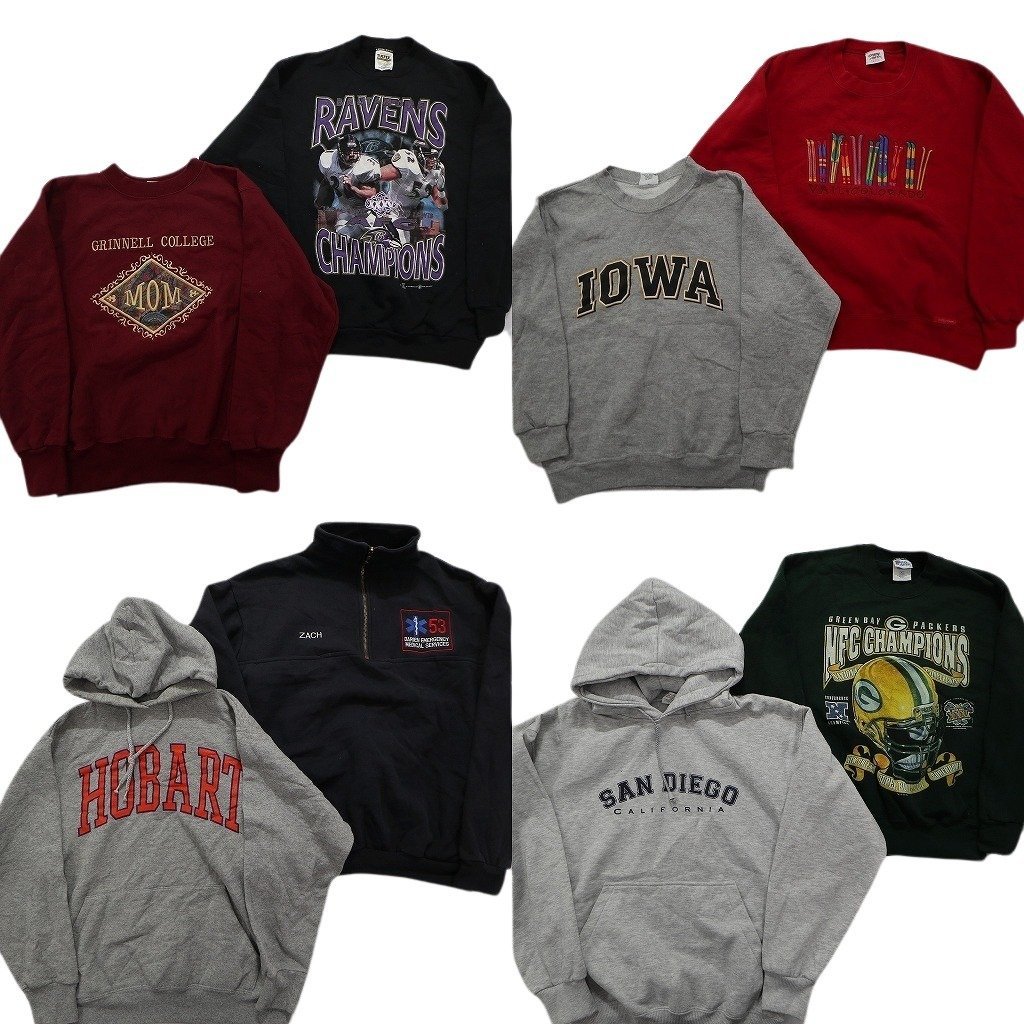 【やや傷や汚れあり】古着卸 まとめ売り USA製 スウェット 8枚セット (メンズ S/M) ハーフジップ フーディー SW13 MR0714 ...