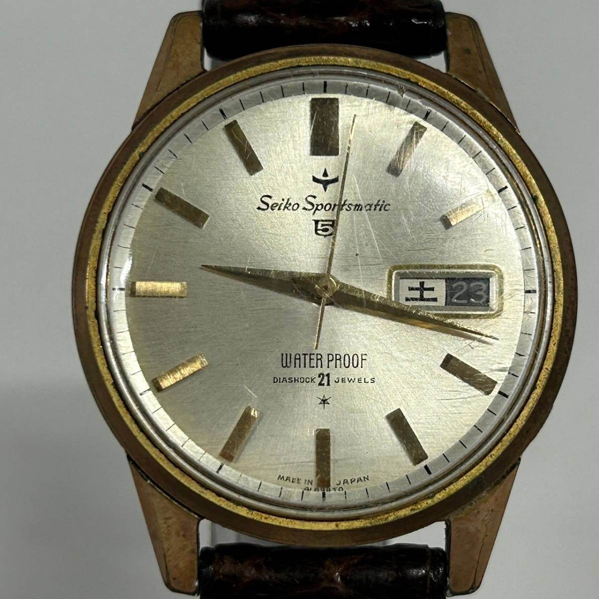 【やや傷や汚れあり】1円~【実動】セイコー SEIKO 41898 Sportsmatic5 自動巻き メンズ腕時計 シルバー文字盤 デイ ...