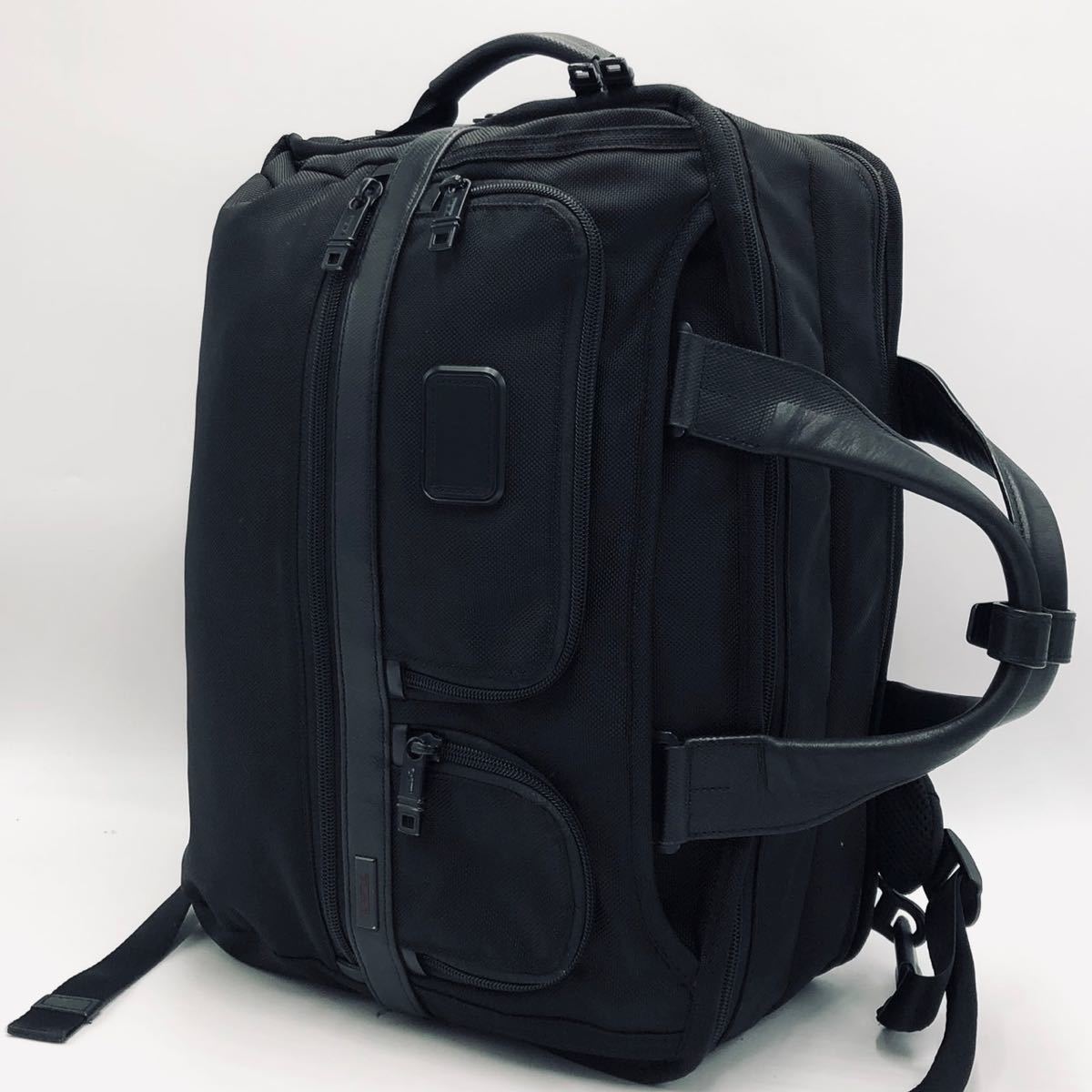 【目立った傷や汚れなし】1円~ 極美品 TUMI トゥミ 3way ALPHA2 メンズ ビジネス リュックサック ブリーフケース 斜め掛け エクスパンダブル レザー A4/PC可 通勤 黒の ...
