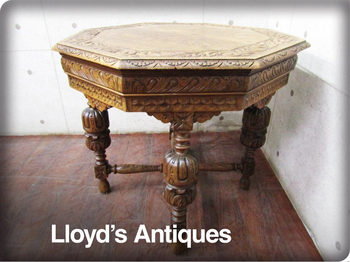 【傷や汚れあり】 Lloyd's Antiques/ロイズアンティークス イギリス/英国アンティーク 彫刻/レリーフ 楢/ナラ材/八角/ダイニングテーブル/50万/smm8921kの落札情報 ...