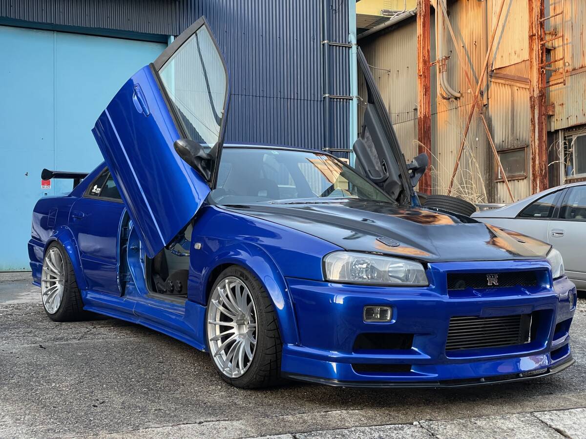 【走行距離 202,052 km】日産 スカイライン ER34 25GT AT M-ATx 4ドア ガルウィング GTR 仕様 一時抹消 GT ...