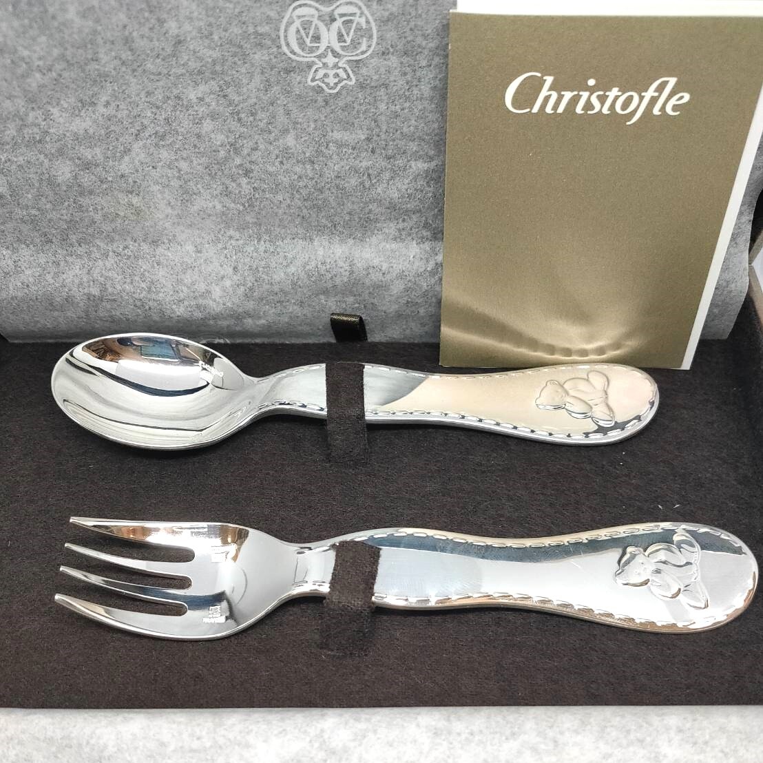 【やや傷や汚れあり】未使用★クリストフル Christofle カトラリー ベビースプーン＆フォークセット シルバー 箱付き クリストフ テーブルウェア 【2938】の落札情報詳細 ...