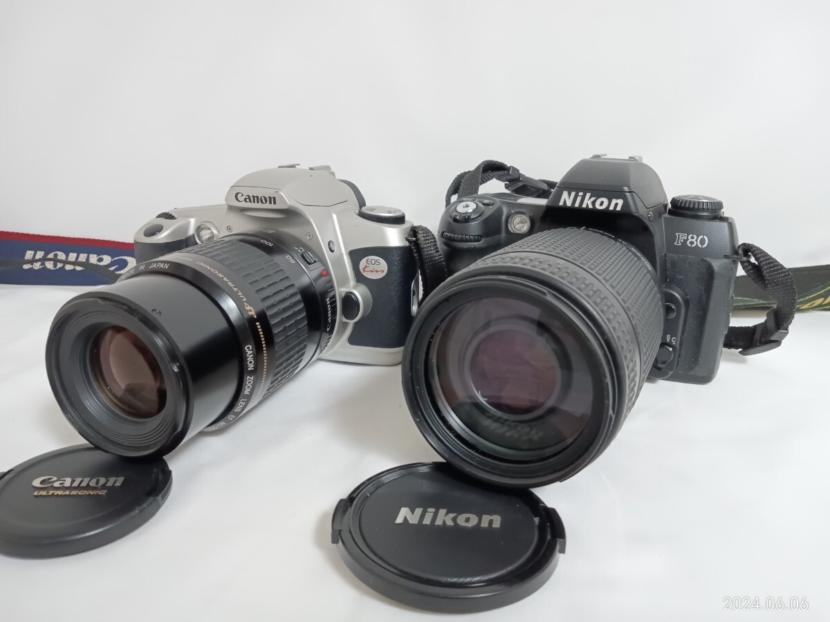 【やや傷や汚れあり】Nikon F80 AF NIKKOR 70-300mm f/4-5.6D + CANON キャノン EOS Kiss ...