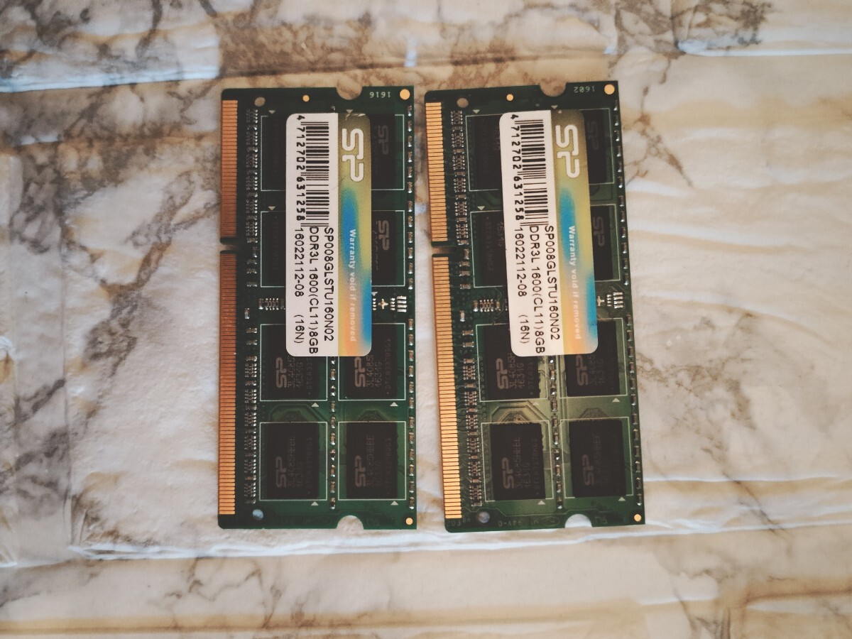 【やや傷や汚れあり】Silicon Power SP SP008GLSTU160N02 DDR3L 1600 8GB X2 Ram メモリの ...