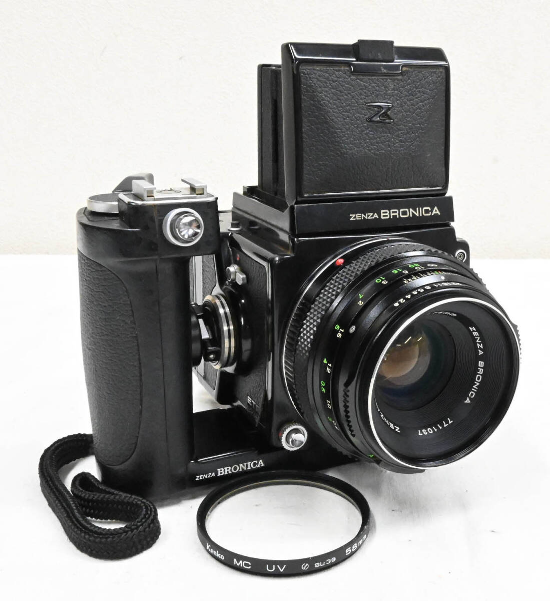 【傷や汚れあり】H842 ZENZA BRONICA ETR ゼンザ ブロニカ 中判 一眼レフ フィルムカメラ ZENZANON MC 1:2.8 f=75mm スピードグリップ フィルム ...