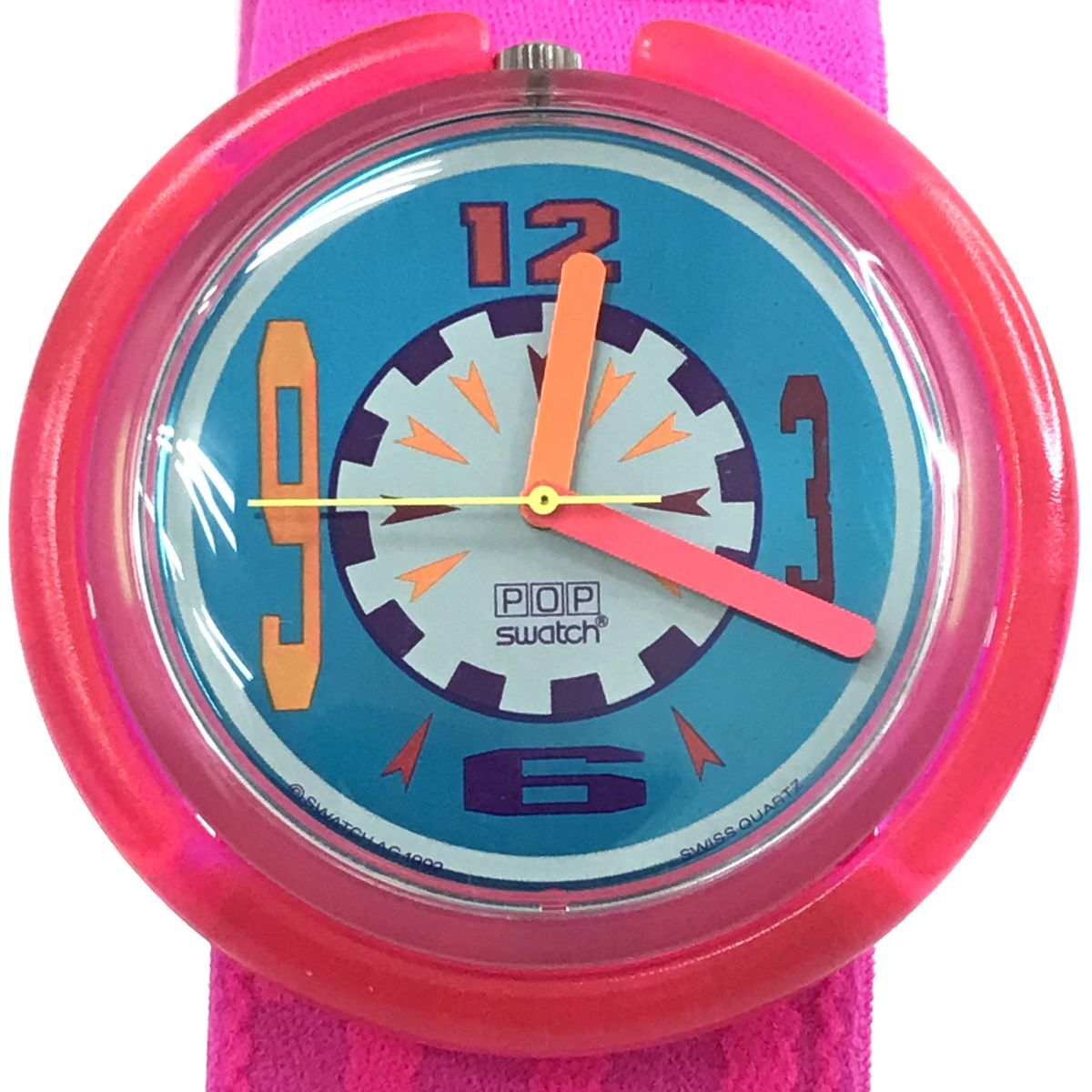【目立った傷や汚れなし】超美品 Swatch スウォッチ POP ポップ 腕時計 クオーツ ピンク 蛍光 派手 カラフル 個性的 可愛い ...