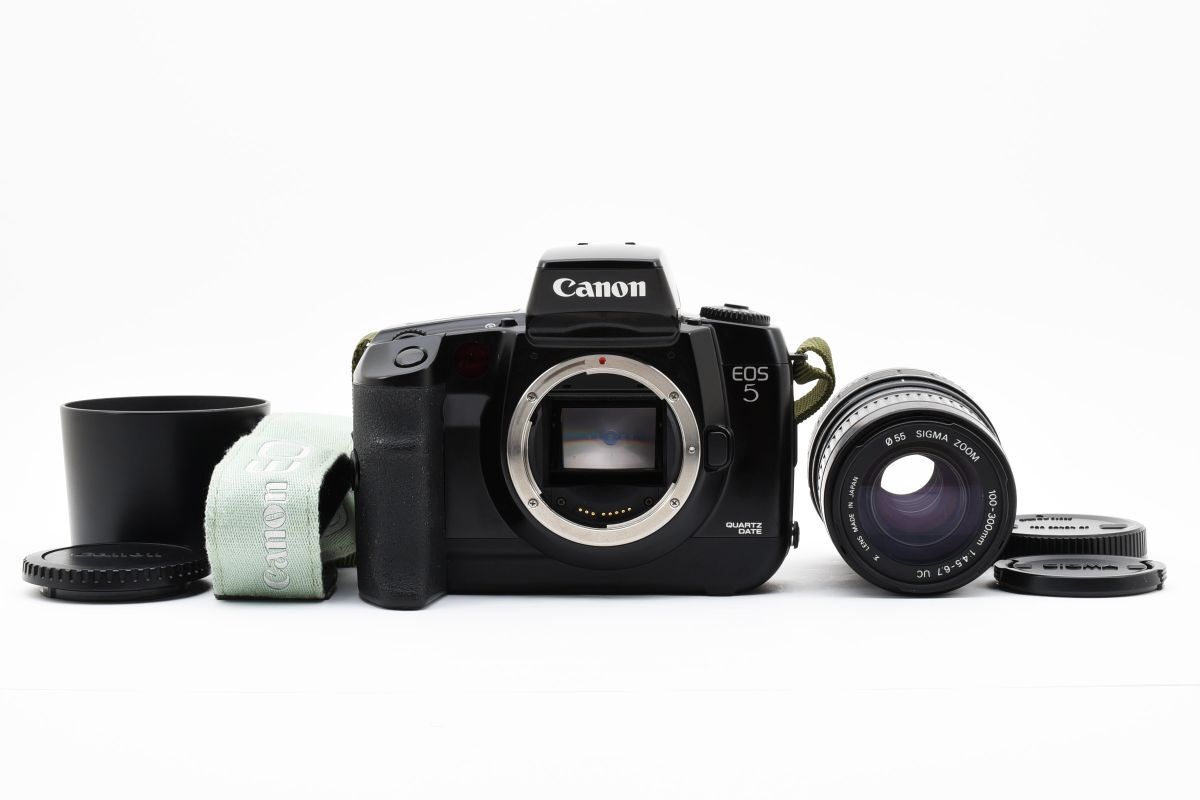 【目立った傷や汚れなし】【実用光学美品】Canon キャノン EOS5 QUARTZ DATE フィルム一眼カメラ / SIGMA シグマ ...