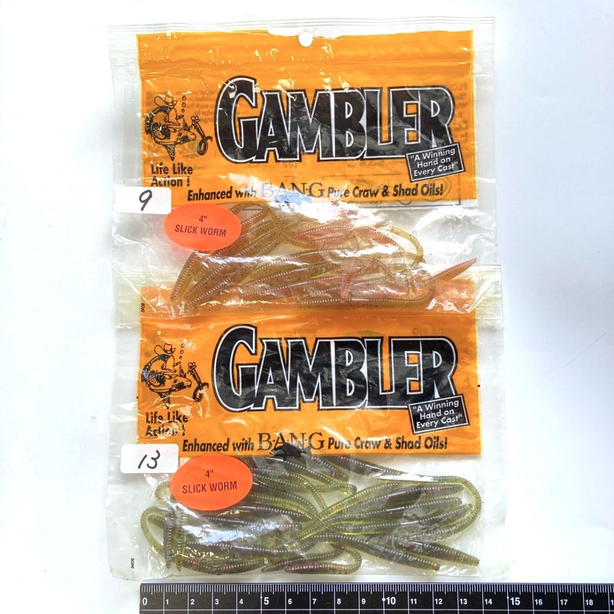 【目立った傷や汚れなし】713478 ギャンブラー スリックワーム 4インチ 22本 GAMBLER SLICK WORM 希少入手困難品の ...