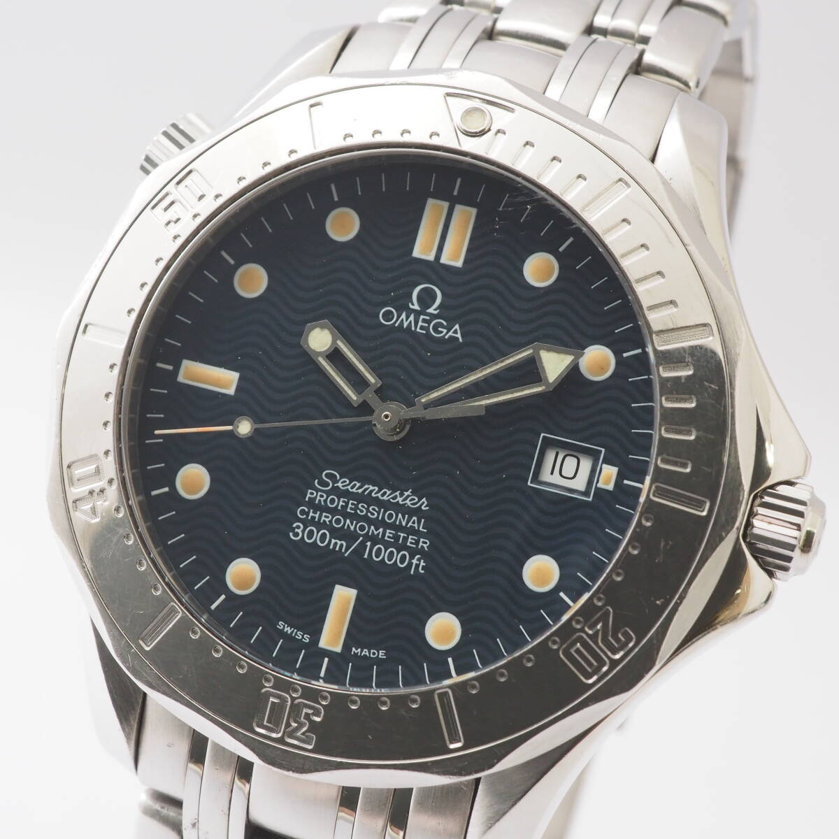 【傷や汚れあり】オメガ シーマスター プロフェッショナルクロノ 300m OMEGA Seamaster Ref,168.1503 Cal,1109 デイト 紺文字盤 自動巻 腕時計 ...