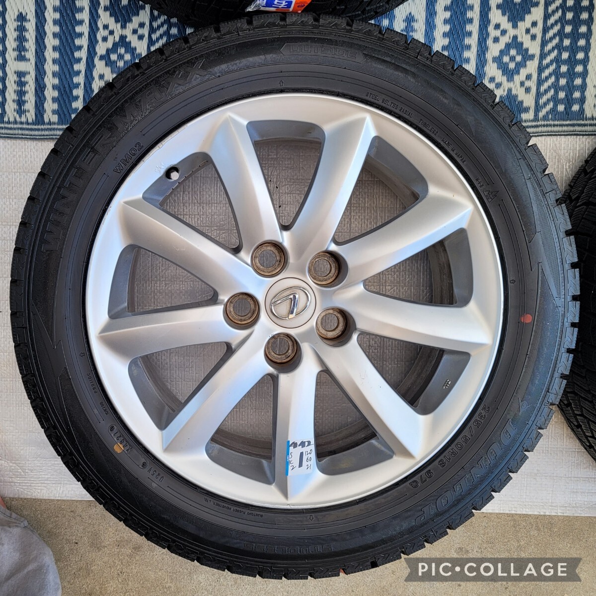 【傷や汚れあり】レクサス USF40 LS460 前期純正アルミ18インチ7.5J＋32 5穴PCD120 ダンロップ WINTER MAXX WM02 235/50R18 4本セットレクサス ...