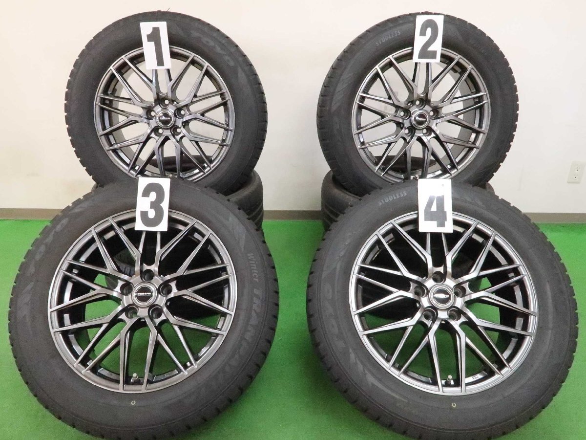 【やや傷や汚れあり】ハリアー RAV4 NX エクストレイル 4本 社外 18インチ 7.5J +38 5H PCD 114.3 スタッドレス TOYO ウィンタートランパス TX 2022年 ...