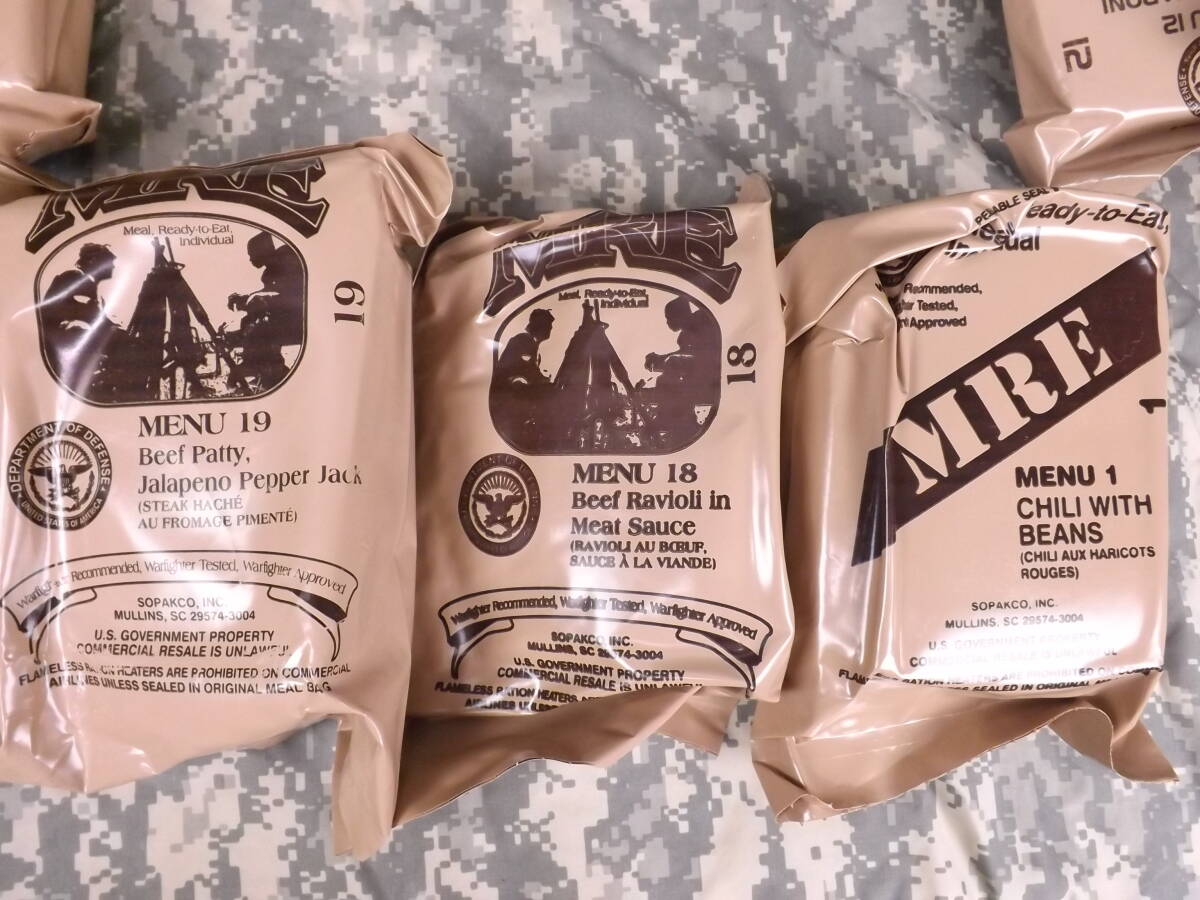 【未使用】1円スタート MREレーション 米軍官給品 Menu No19.18.1 ミリ飯 2024年8月検 3個セット ミリメシ 戦闘糧食 非常食 備蓄 車中泊 防災の落札情報詳細 ...