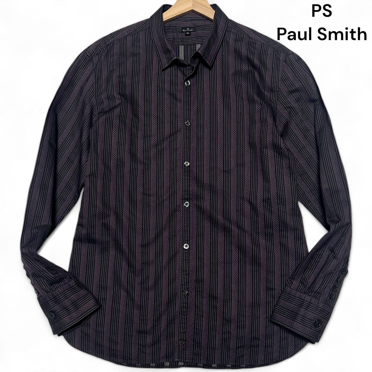 【目立った傷や汚れなし】美麗品 XLサイズ!!ポールスミス【紳士のマストアイテム】PS Paul Smith ストライプ 総柄 長袖 シャツ パープル コットン 刺繍ロゴ メンズの落札情報詳細 ...