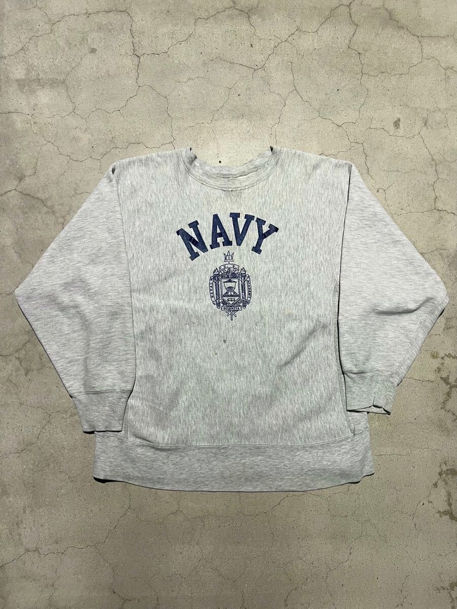 【やや傷や汚れあり】激レア スペシャル USA製 80's Champion REVERSE WEAVE US NAVY スウェット L トリコタグ チャンピオン ミリタリー ビンテージ ...