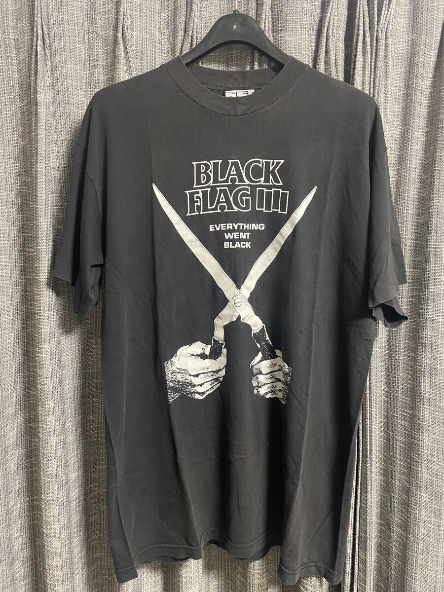 【やや傷や汚れあり】BLACKFLAG ブラックフラッグ バンド Tシャツ ブラック ビンテージ '80s '90s Raymond Pettibon レイモンドペティボン 墨黒 Lサイズの ...