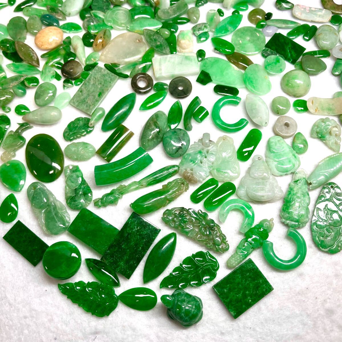 【やや傷や汚れあり】1円〜大量!!彫刻!!変形!!≪天然本翡翠おまとめ1009.5ct≫n 約201.9g ルース 裸石 宝石 ジェイダイト jadite jade ヒスイ ひすい 勾玉 w5 ...