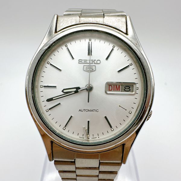 【目立った傷や汚れなし】A2412-4-14 1円スタート 稼働品 自動巻き SEIKO5 セイコー5 AUTOMATICメンズ腕時計シルバー ...