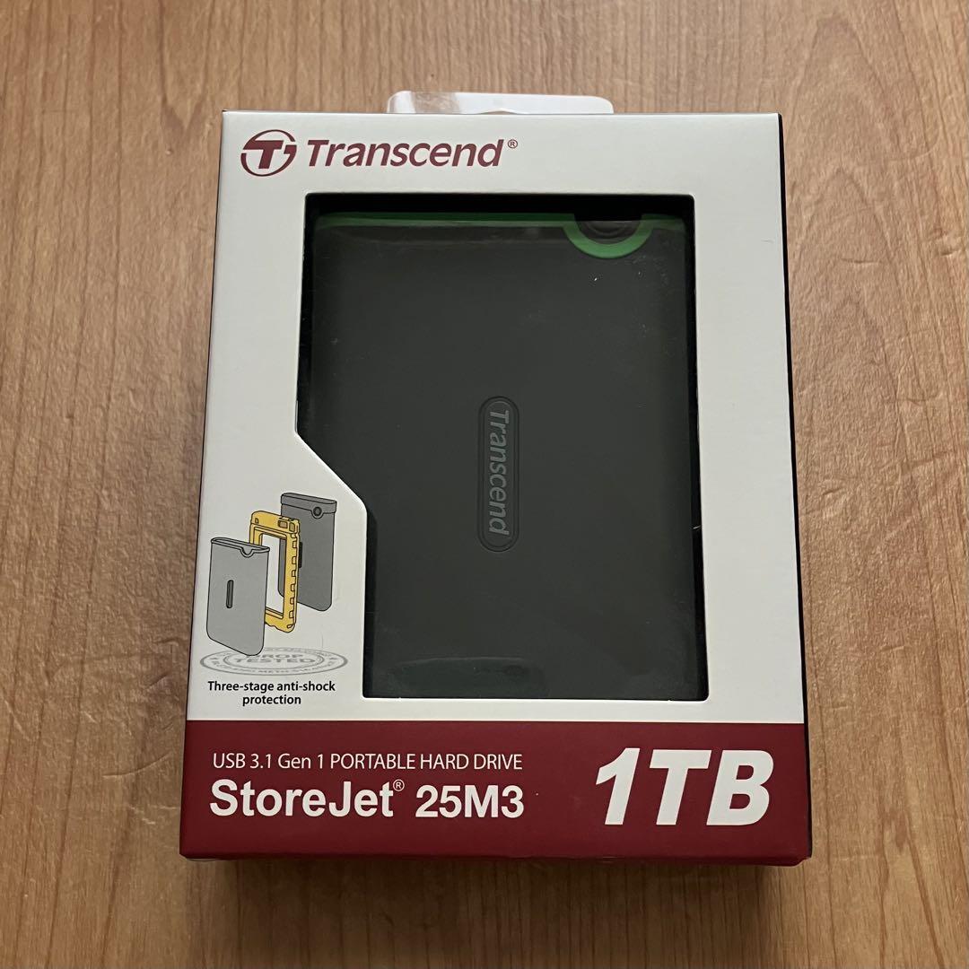 【未使用】未使用新品 トランセンド 外付けHDD 1TB Transcend ポータブルHDD 1TB 耐衝撃 スリムタイプ USB3.1 Gen1 アイロングレー TS1TSJ25M3Sの ...