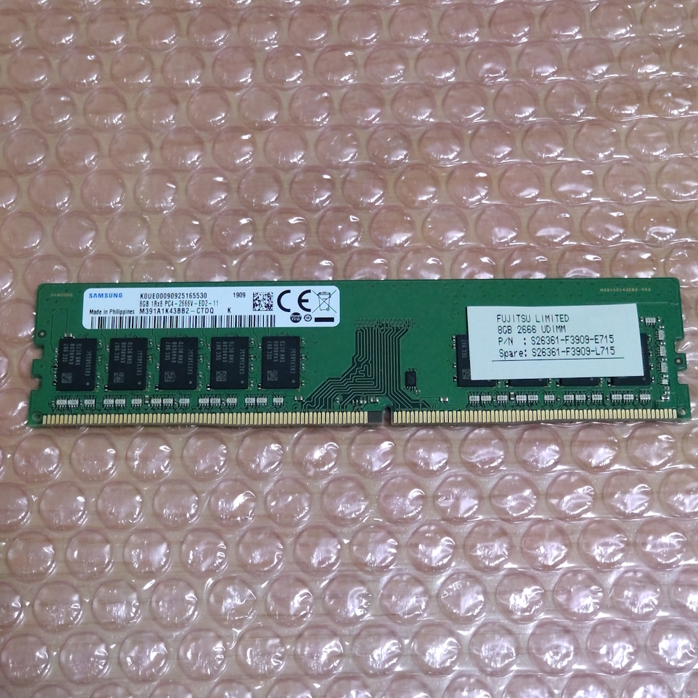 【目立った傷や汚れなし】★送料無料★ SAMSUNG 8GB 1Rx8 PC4-2666V-ED2-11 DDR4 ECC Unbuffered / デスクトップ、ワークステーション用 ...