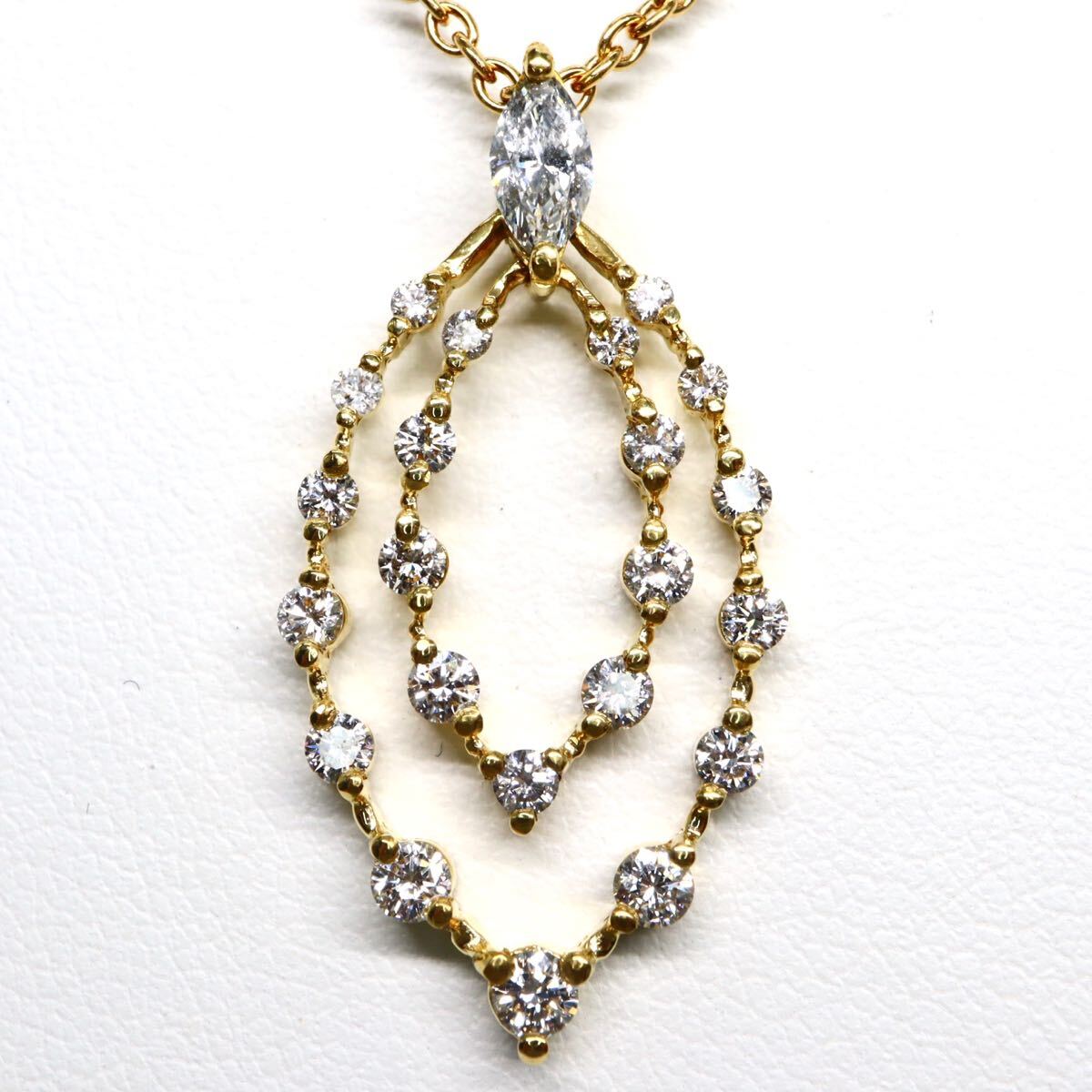 【やや傷や汚れあり】1円〜!!美品!!Queen Jewelry(クイーンジュエリー) K18 天然ダイヤモンドペンダント F 約5.9g 約40.0cm diamond pendant ...