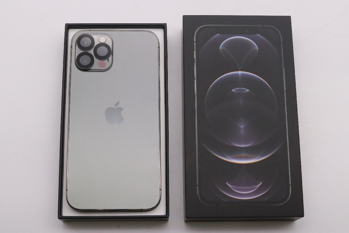 【目立った傷や汚れなし】【動作確認済み】Apple iPhone12pro 128GB Graphite A2296 MGM53J/A バッテリ91% 黒 SIMフリー 本体 箱付き 付属 ...