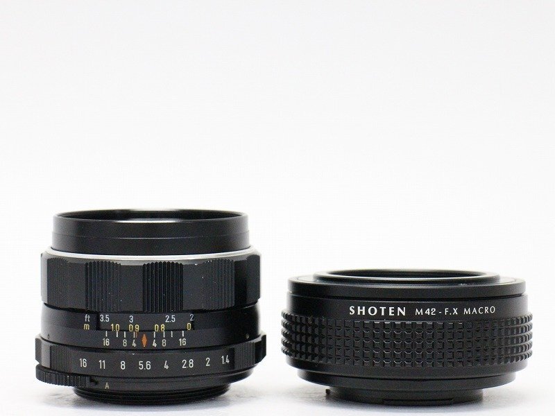 【やや傷や汚れあり】 PENTAX Super Takumar 50mm F1.4/SHOTEN M42-FX MACRO カメラレンズ マウントアダプター M42/Xマウント ペンタックス ...