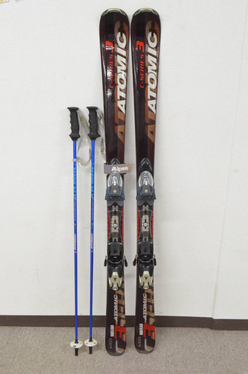 【やや傷や汚れあり】E ATOMIC アトミック C-SERIES 3 148cm スキー板 device 310 ビンディング 約112cm ポール ストック付 の落札情報詳細 ...