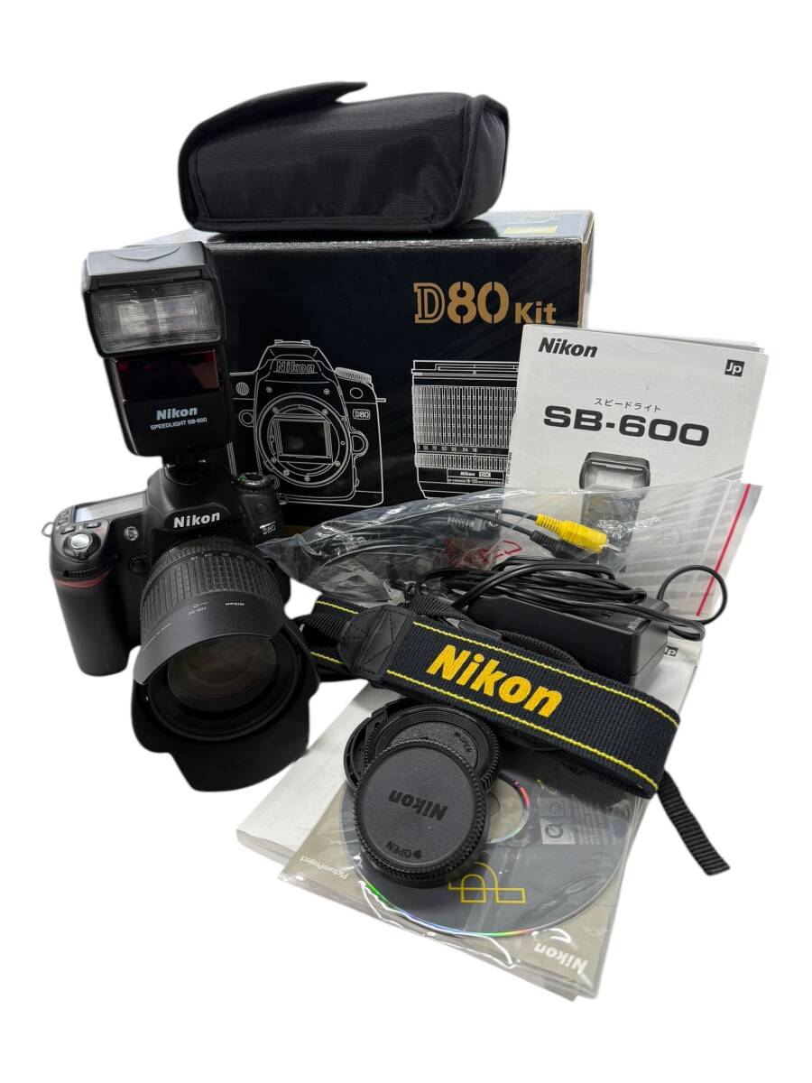 【やや傷や汚れあり】Nikon ニコン D80 Kit レンズセット AF-S DX ZOOM-Nikkor 18-135mm f/3.5-5.6G IF-ED ＋スピードライト SB-600 ...