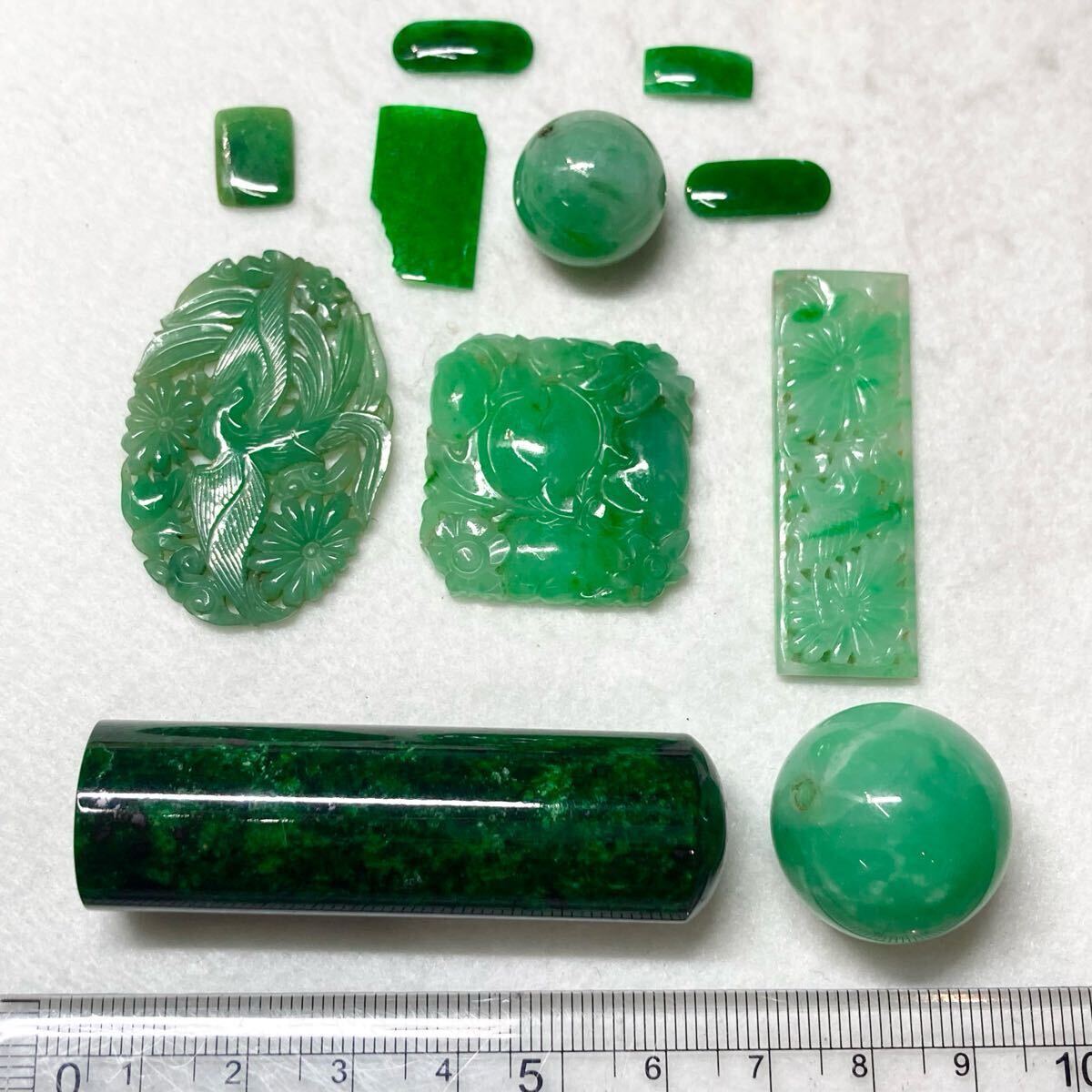 【やや傷や汚れあり】1円〜!!変形!!彫刻!!丸玉!![天然本翡翠おまとめ501.5ct]m 約100.3g ルース 裸石 宝石 ジュエリー jewelry ジェイダイト ヒスイ w4ま66の ...