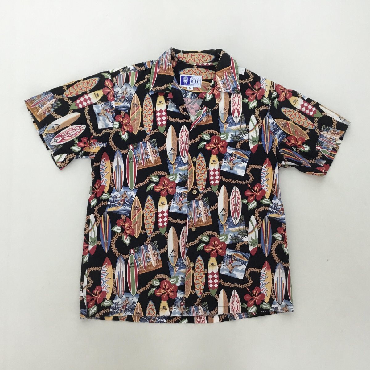 【やや傷や汚れあり】 USA製 RJC ロバート・J・クランシー アロハシャツ ハワイアンシャツ 半袖シャツ コットン Mサイズ メンズ サーフボード柄 0.22kgの落札情報詳細 ...