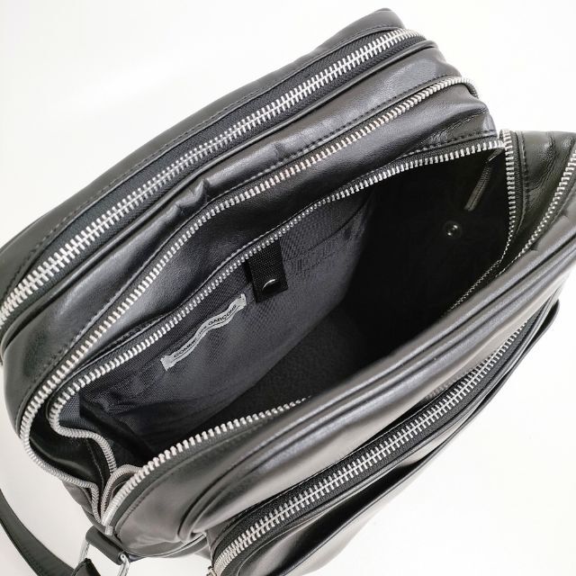 【やや傷や汚れあり】COMME des GARCONS フェイクレザー 合皮 OZ-K 222 ショルダーバッグ ブラック コムデギャルソン ...