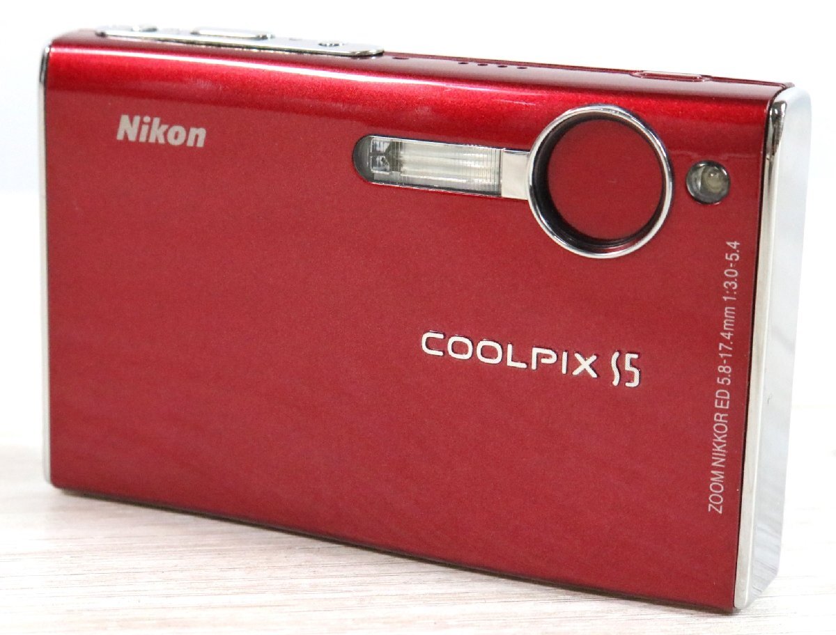 【やや傷や汚れあり】【ト足】ニコン Nikon COOLPIX S5 デジタルカメラ デジカメ レッド系 ZOOM NIKKOR ED 5.8-17.4mm 1:3.0-5.4 写真撮影 光学 ...