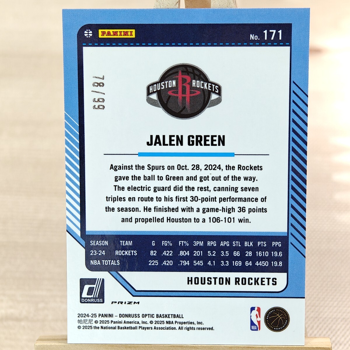 【目立った傷や汚れなし】99枚限定 ジェイレン・グリーン 2024-25 Panini Donruss Optic Jalen Green ...