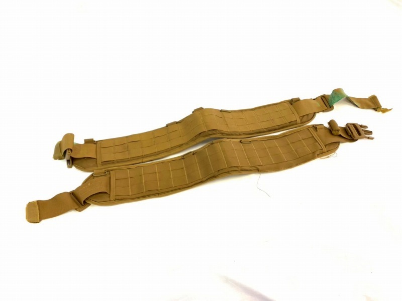 【傷や汚れあり】【米軍放出品】USMC MOLLEパッド付タクティカルベルト FILBE SUB BELT コヨーテブラウン Sサイズ ...