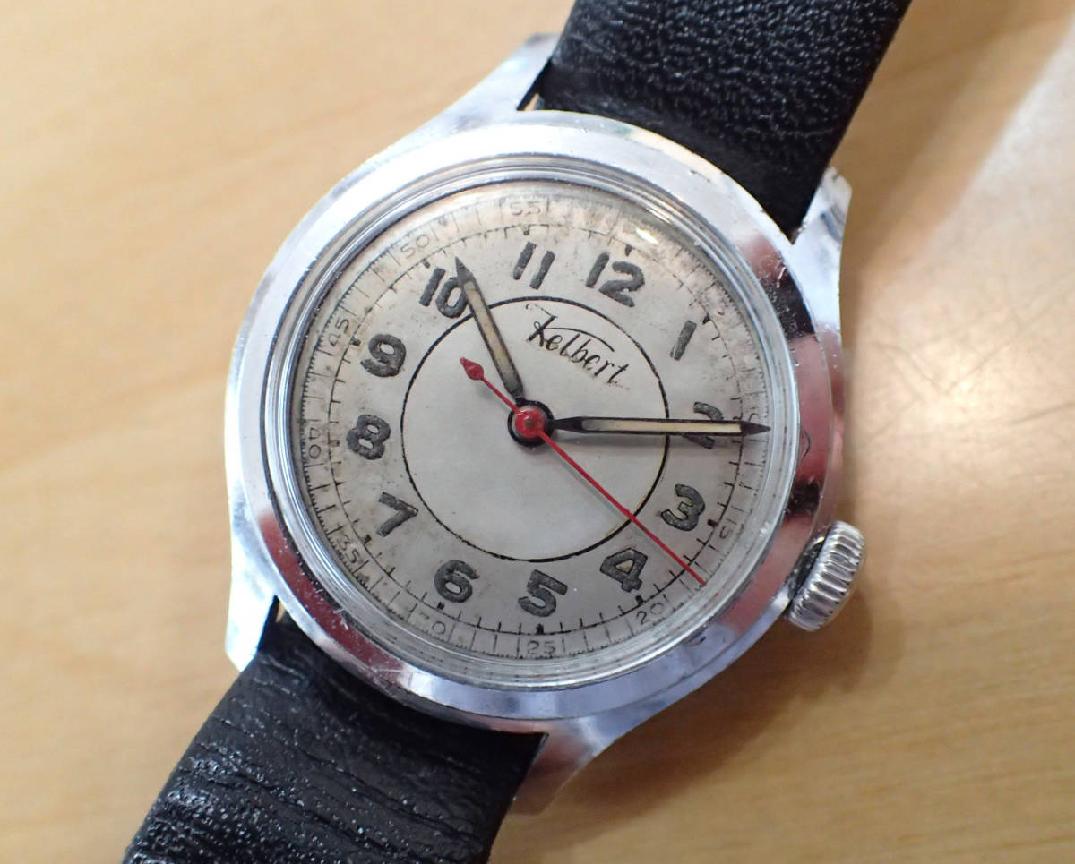 動作品 Kelbert/ケルバート ケルベルト 夜光付きインデックス/アラビア数字 ねじ込み防水ケース 手巻きアンティークメンズ腕時計の落札 ...