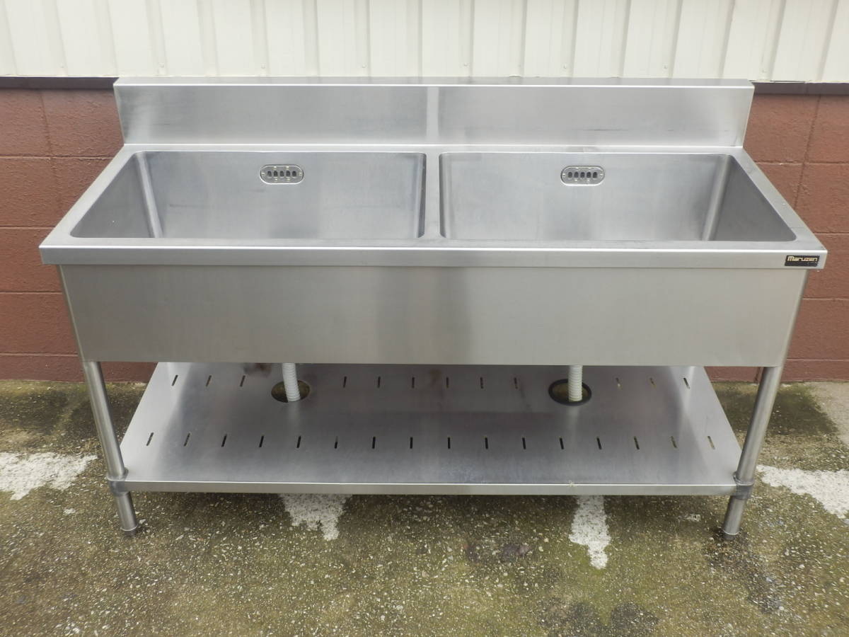マルゼン 二槽シンク BS2-156 W1500×D600×H約800 2槽 流し台 大型シンク BG付き 厨房 業務用 引取り限定の落札情報詳細 - Yahoo!オークション落札価格検索 ...