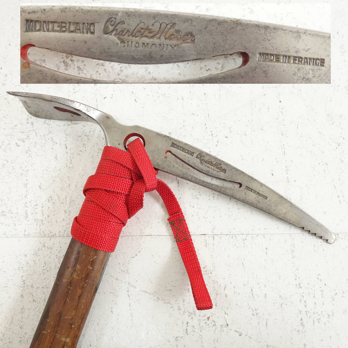 【やや傷や汚れあり】CHARLET MOSER MONTBLANC ビンテージ ピッケル /シャルレ・モザール モンブラン made in France フランス製 Chamonix シャモニ ...