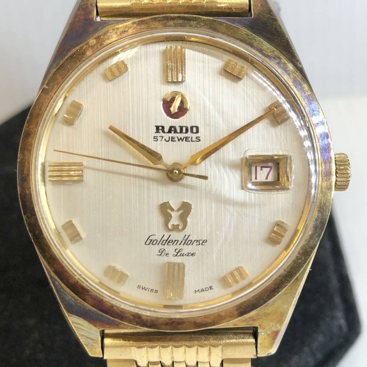 【傷や汚れあり】RADO ラドー Golden Horse ゴールデンホース Deluxe デラックス 腕時計【稼働品】11803 デイト ...