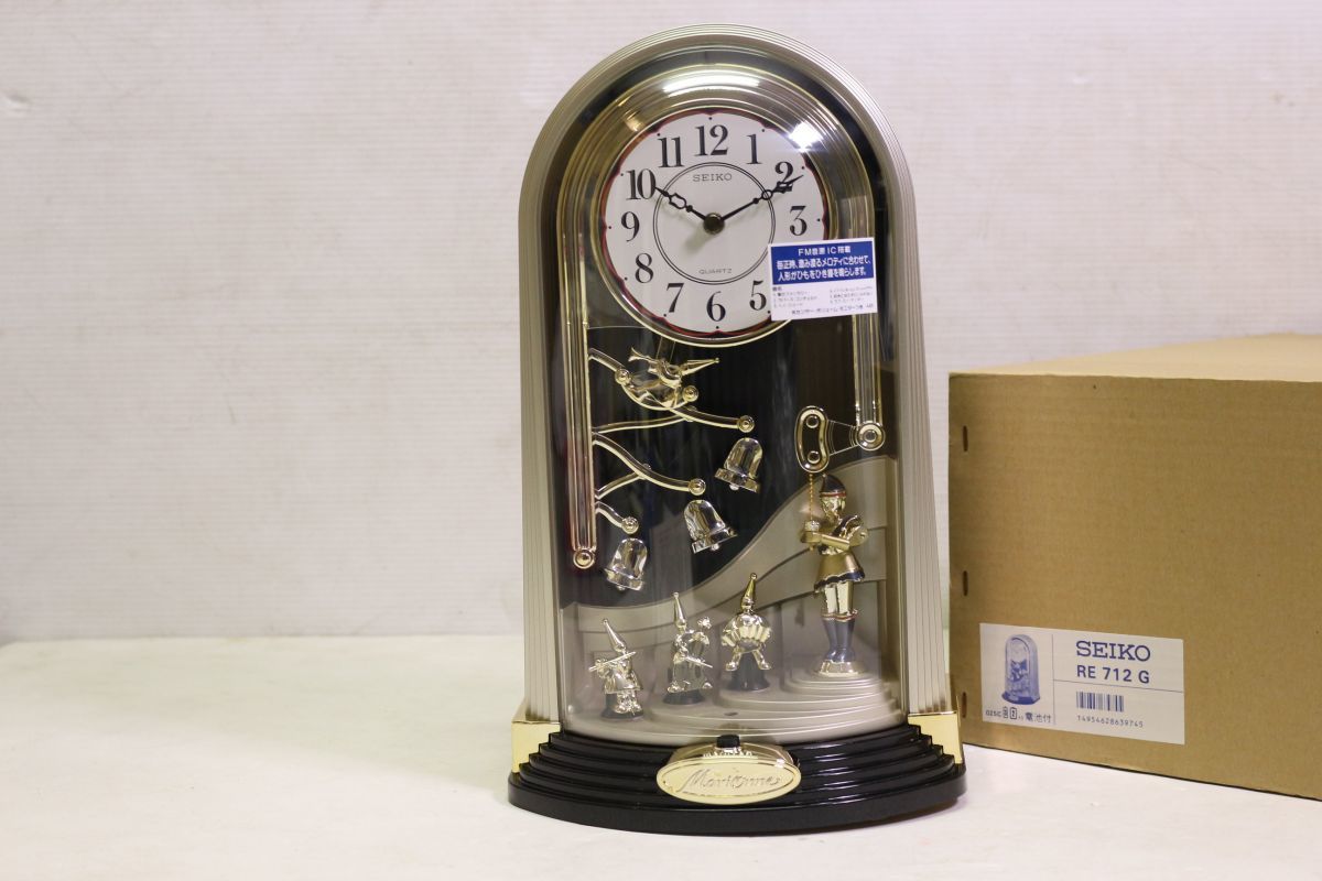 【未使用】未使用 SEIKO メロディ時計 からくり時計 マリオーヌ RE712G ゴールド色 置き時計 元箱 'zA608の落札情報詳細 ...