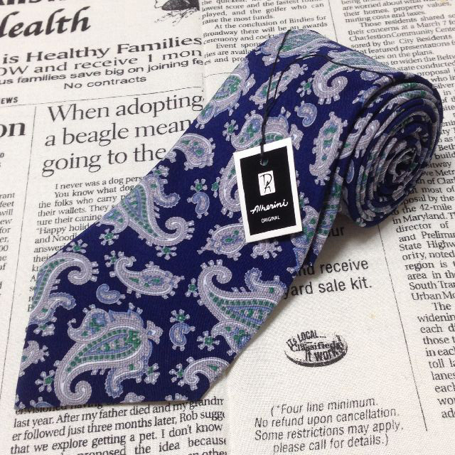 【未使用】DANIEL ALBERINI 美品 新品未使用タグ付 微光沢 ネクタイ ペイズリー柄 ミックス M-007349 ゆうパケットの ...