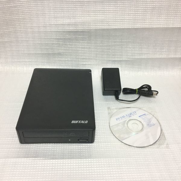 【目立った傷や汚れなし】 BUFFALO 外付けDVDドライブ DVSM-X24U2V 動作確認済 ACアダプタ ユーティリティCD USB接続 DVD-RAM/±R(1層/2層)/±RW対応 ...