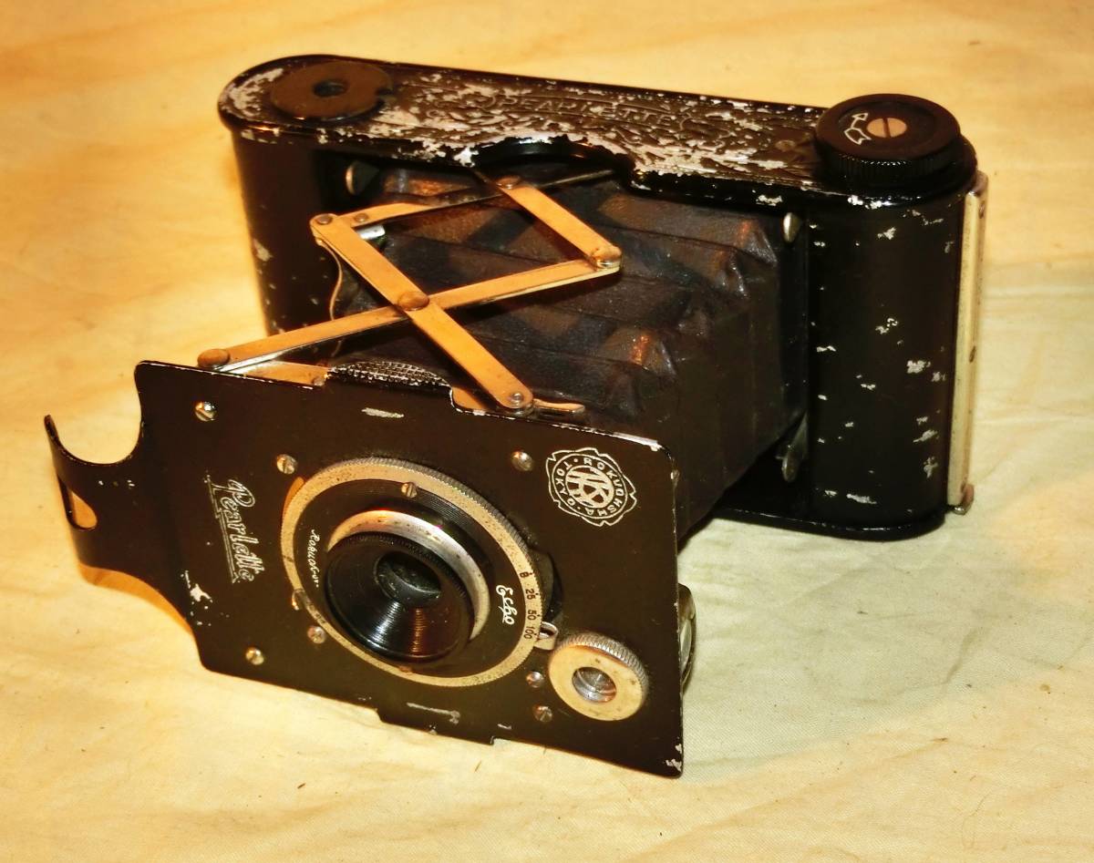 【やや傷や汚れあり】249 六櫻社製 バレットカメラ PEARLETTE・ ROKUOH-SHA 蛇腹カメラ 古道具 昭和レトロ アンティーク ...