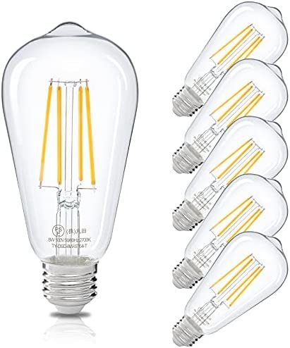 【未使用】 6PACk Tengyuan エジソン電球 led フィラメント電球 60W形 E26 LED電球 8W 850lm エジソンランプ ST64 電球色 クリア電球 クラシックの落札 ...