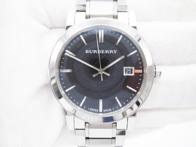 【やや傷や汚れあり】★【動作品】BURBERRY バーバリー BU9001 腕時計 クォーツ デイト 黒文字盤 SAPPHIRE ...